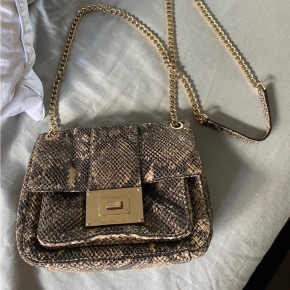 Michael Kors | Bags | Michael Kors Snake Print Chain Crossbody Purse ...